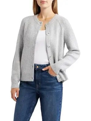 Caslon Cozy Ribbed Cardigan - Grey Heather