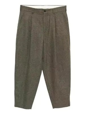 Comme Des Garçons Pleated Tapered Trousers - Green