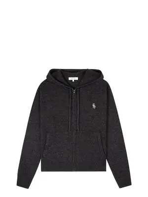 SPORTY & RICH Embroidered Zip Hoodie - Grey