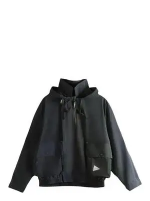 AND WANDER Hooded Flap-pocket Jacket - Black