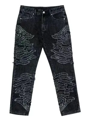 FREE REFILLS Zebra-pattern Embellished Jeans - Black