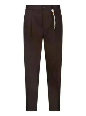 SANTANIELLO Pleated Front Tailored Trousers - Brown