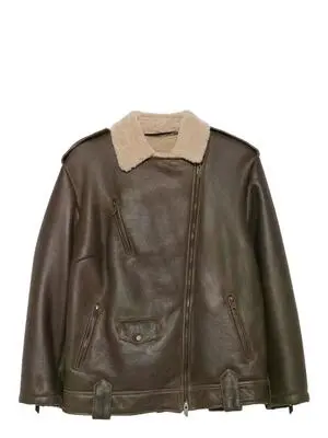SALVATORE SANTORO Leather Zip-up Jacket - Brown