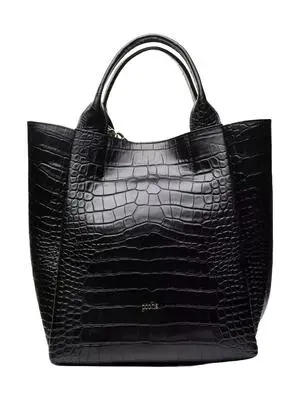 POCHE PARIS Embossed Tote Bag - Black