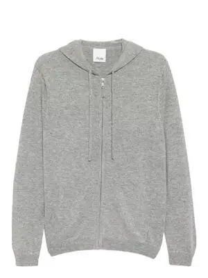ALLUDE Hooded Zip-up Cardigan - Grey