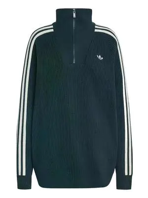 Adidas Funnel-neck Zip-detail Jumper - Green