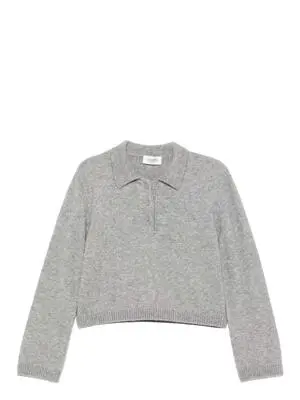 LANEUS Buttoned Polo Top - Grey