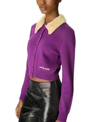 MARINE SERRE Wool Cropped Cardigan - Purple
