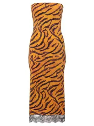 MARINE SERRE Tiger-Print Tube Dress