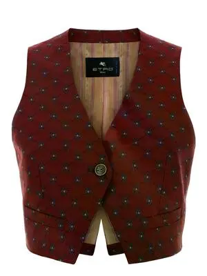Etro Patterned Wool-blend Waistcoat - Red