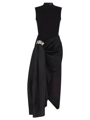 David Koma Crystal-embellished Draped Dress - Black