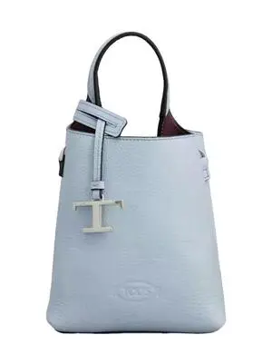 TOD'S T-logo Leather Bucket Bag - Blue