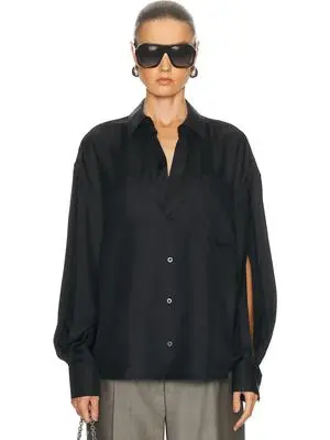 Alexander Wang Slashed Sleeve Button Up Shirt - Black