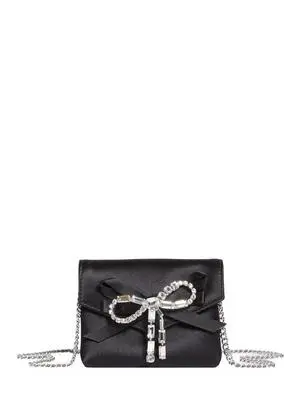 JIMMY CHOO Soft Card Holder With Bow Detail And Chain Strap Black/silver