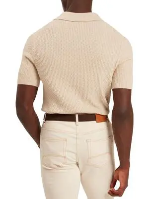 Ted Baker London Caleum Waffle Knit Polo Sweater - Natural