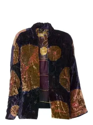YAVI Padded Velvet-effect Jacket - Purple