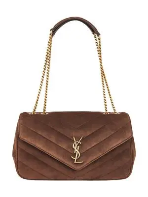 Saint Laurent Medium Loulou Chain Bag Bark Brown