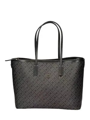Tommy Hilfiger Monogram-pattern Zip Tote - Grey