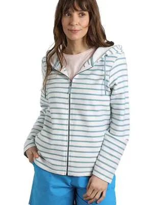 WEIRD FISH Striped Full Zip Hoodie - Mineral Blue