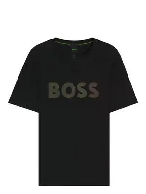 BOSS Logo-detail Cotton T-shirt - Black