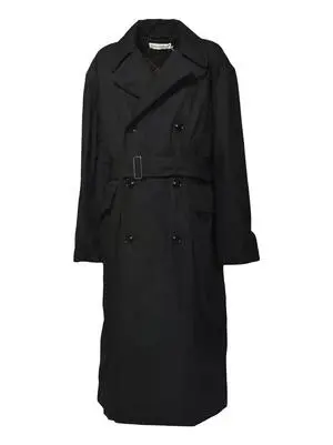 Our Legacy Quilted Double-breasted Belted Trench Coat - Black