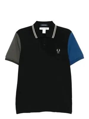 Comme Des Garçons X Fred Perry Colour-block Short-sleeve Polo Shirt Blue