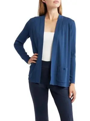 Anne Klein Open Front Cardigan - Blue Carbon