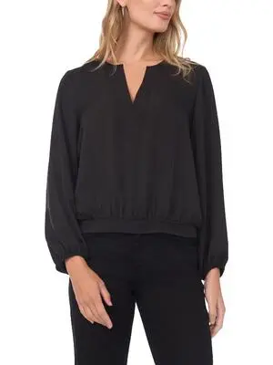 Vince Camuto Split Neck Blouse - Rich Black