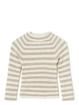MAYORAL Striped Knit Mockneck - Grey