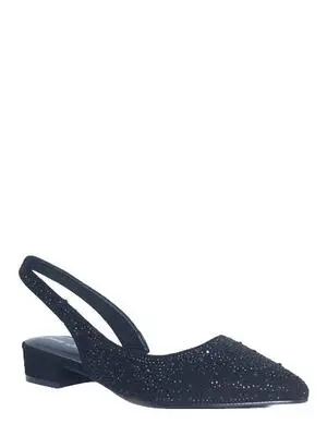 LAUREN LORRAINE Joy Rhinestone Embellished Slingback Flats - Black