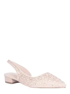 LAUREN LORRAINE Joy Rhinestone Embellished Slingback Flats - Rose Gold