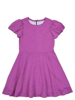 FLORENCE EISEMAN Polka Dot Crepe Dress With Bubble Sleeves - Purple