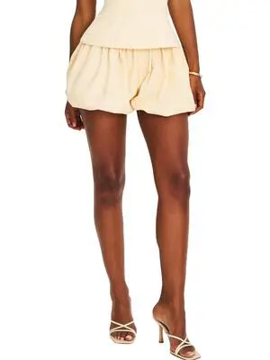 MISS CIRCLE Quinzelle Linen Bubble Shorts - Light Yellow