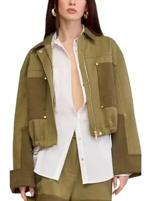 Cult Gaia Anders Colorblock Utility Jacket - Rosemary Multi