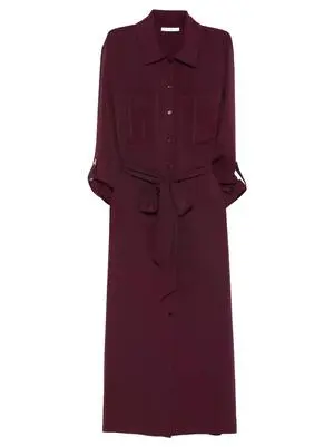 Patrizia Pepe Belted Midi Shirt Dress - Purple