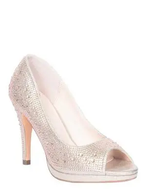 LAUREN LORRAINE Rhinestone Embellished Pumps - Rose Gold