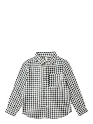 QUINCY MAE Gingham Long Sleeve Button-up Shirt - Navy