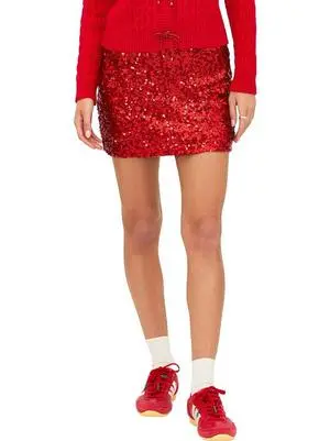 Beach Riot Trixie Sequin Mini Skirt - Red Hot Sequin
