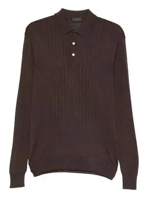 DELL'OGLIO Long-sleeve Polo Shirt - Brown