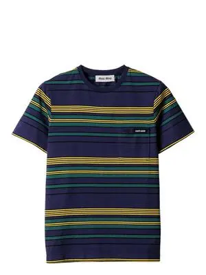 Miu Miu Striped Jersey T-shirt - Blue/bottle