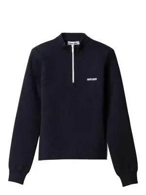 Miu Miu Wool Half-Zipper Sweater Navy