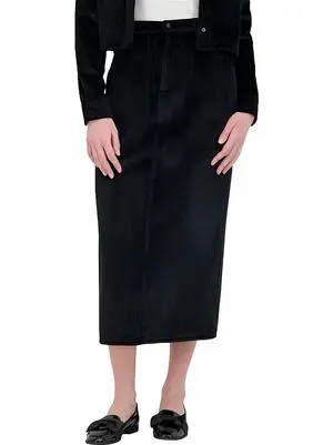 POINT Rib Knit Velour Skirt Black