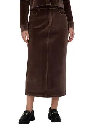 POINT Rib Knit Velour Skirt Chocolate