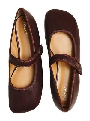 Maeve Square-toe Mary Jane Flats - Brown