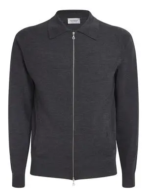 John Smedley Merino Wool Hybrid Overshirt Grey