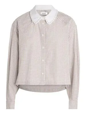 Sandro Cotton Check Embellished Shirt - Beige