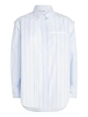 Sandro Cotton Buttoned-shoulder Shirt - Blue