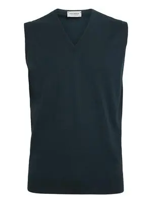 John Smedley Merino Wool V-neck Sweater Vest - Green