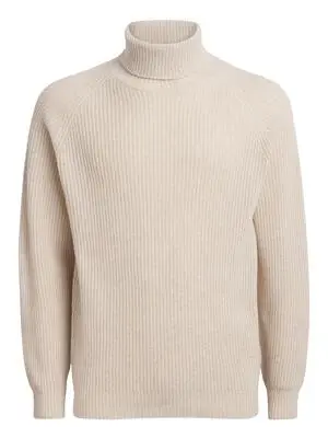 John Smedley Cashmere Aukland Rollneck Sweater Beige