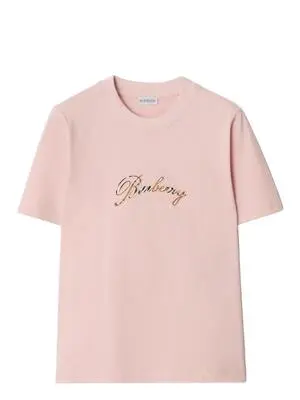 Burberry Check Cursive Logo Cotton T-shirt - Bouquet Pink